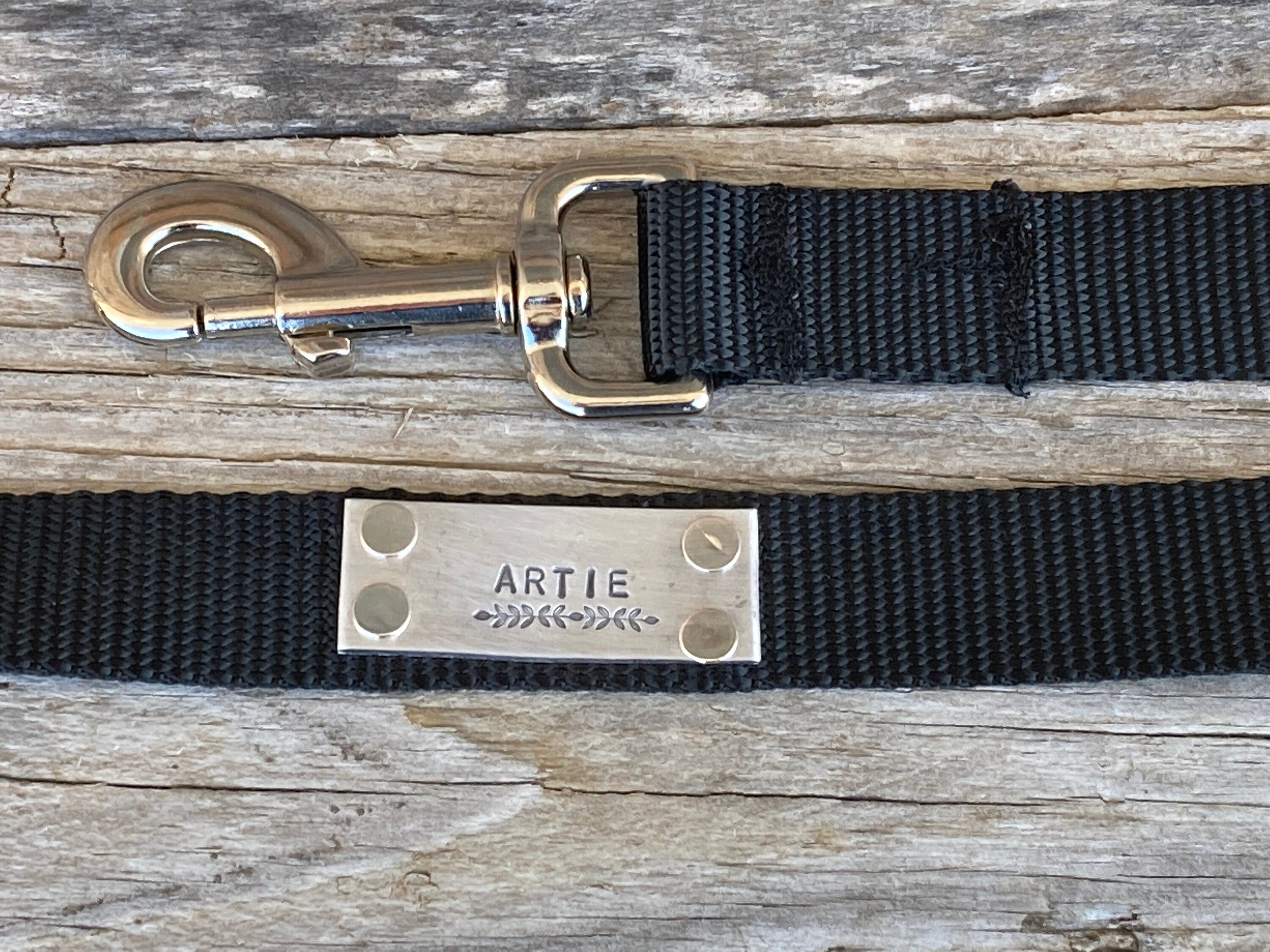 Personalized Dog Puppy Leash 1" Wide Fancy Script Font Nylon Strong Ny ...